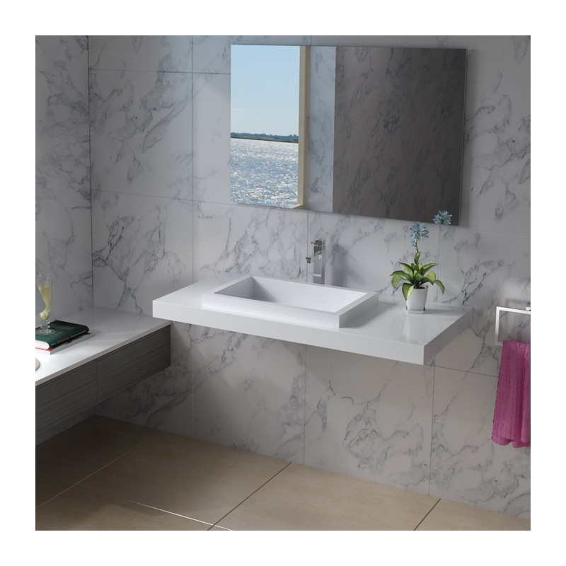 Plan vasque suspendu, plan double vasque pour salle de bain
